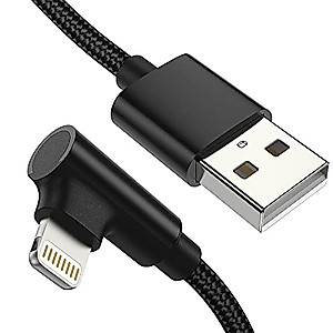 1ft Right Angle Lightning Cable Short, 3 Pack Braided Fast Charging USB to iPhone Charger Cord 90 Degree Compatible with Apple iPhone 13 12 11 Pro Max Xs Xr X 5 6 7 8 Plus SE, iPad Air/Mini