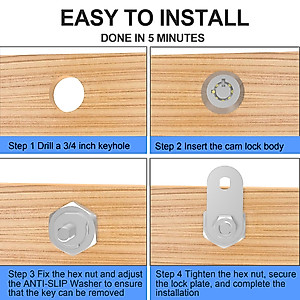 BOZXYE 1 Pack Cabinet Locks with Keys, 1-1/8" Tubular Cam Locks keyed Alike, RV Lock for Storage Door Cabinets Drawer Mail Box Tool Box Lock, Zinc Alloy