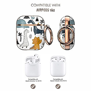 wenew Protective Airpods Case Cover Designed for Apple Airpods 2 & 1, Cute Fadeless Patterns Shockproof Hard Case Cover with Portable Keychain Clip for Girls Kids Women Men