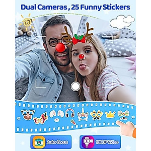 KOKODI Kids Smart Phone Toys, Touchscreen HD Dual Camera Cell Phone for Kids, Christmas Birthday Gifts Dinosaur Toddler Play Phone for Boys 3-10, Travel Toy Preschool Learning Toy for Kids