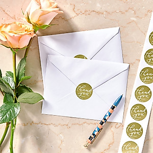 American Greetings Thank You Stickers or Seals, White Script on Gold Foil (500-Count)