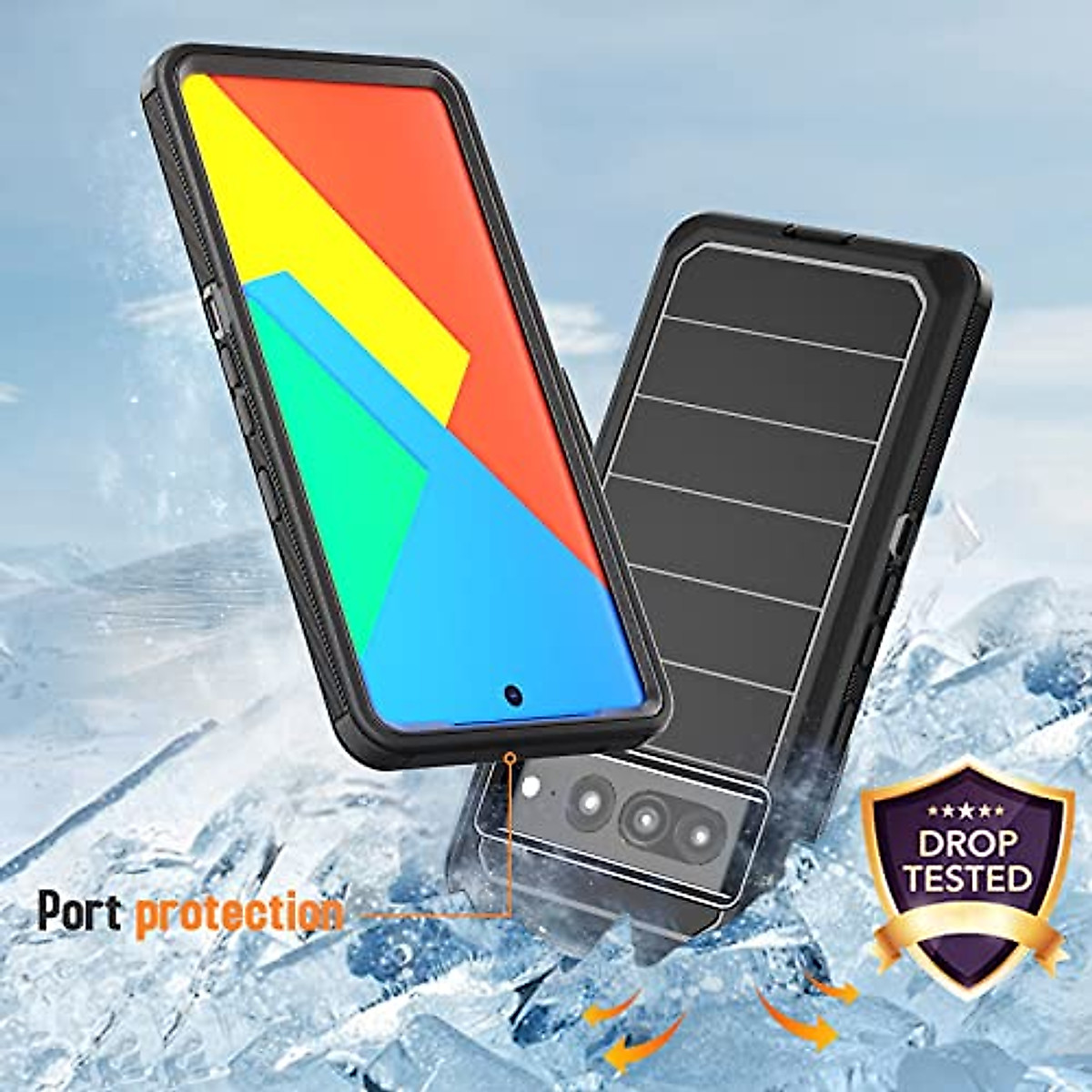 NIFFPD Designed for Google Pixel 7 Pro Case with Belt Clip & Kickstand, Full-Body Triple Layers Rugged Case for Pixel 7 pro 5G 6.7 inch Phone (Black)