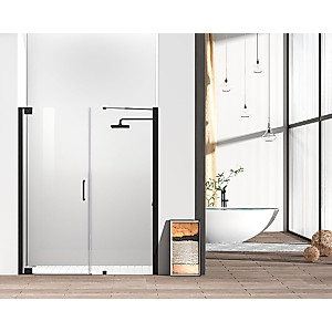 Elegant Kitchen and Bath SD404-6072MBK Semi-Frameless hinged Shower Door 60 x 72 Matte Black