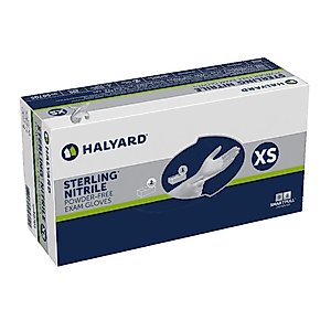 Halyard Health 50705 Nitrile Exam Glove, Non-Sterile, X-Small, Sterling (10 Boxes of 200, 2000 Total)