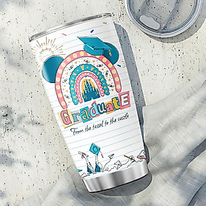 JENOIS Graduation Gifts, Graduation Tassel Castle, Tumbler 20 Oz With Lid And Straw, Tumblers Of Class