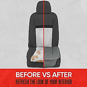 Motor Trend Seat Covers for Cars Trucks SUV, Faux Leather 2-Pack Gray Padded Car Seat Covers with Storage Pockets, Premium Interior Seat Cover