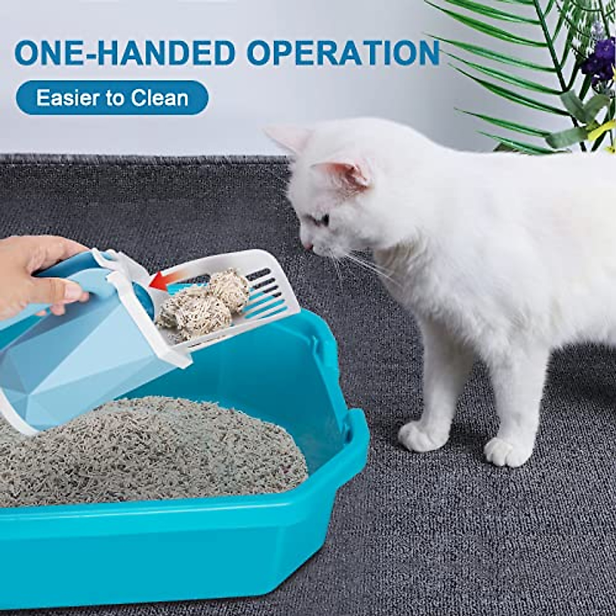 Austepax Cat Litter Scoop - Integrated Litter Scooper with Litter Box, Removable Deep Shovel and Large Capacity Waste Container - Sturdy and Durable, Easy to Clean and Use(150 Bags)