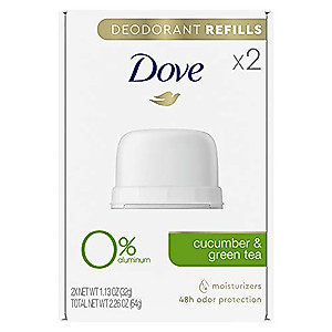 Dove Deodorant Refills Refill Kit 0% Aluminum Cucumber & Green Tea Aluminum Free Deodorant 1.13 oz