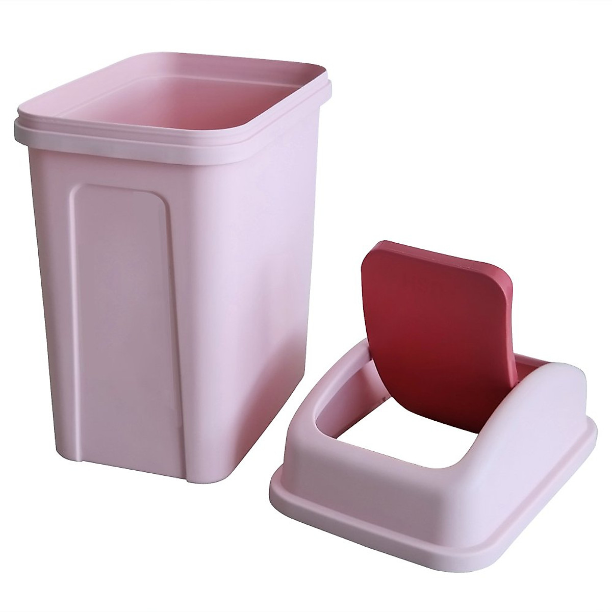 Teyyvn 7 Liter / 1.8 Gallon Plastic Trash Can, Small Garbage Can with Swing Lid (Pink)