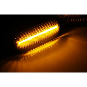 iJDMTOY Smoked Lens Amber Full LED Front Side Marker Light Kit Compatible With Volkswagen MK4 Jetta GTI R32 Beetle etc., Powered by 15-SMD LED, Replace OEM Sidemarker Lamps