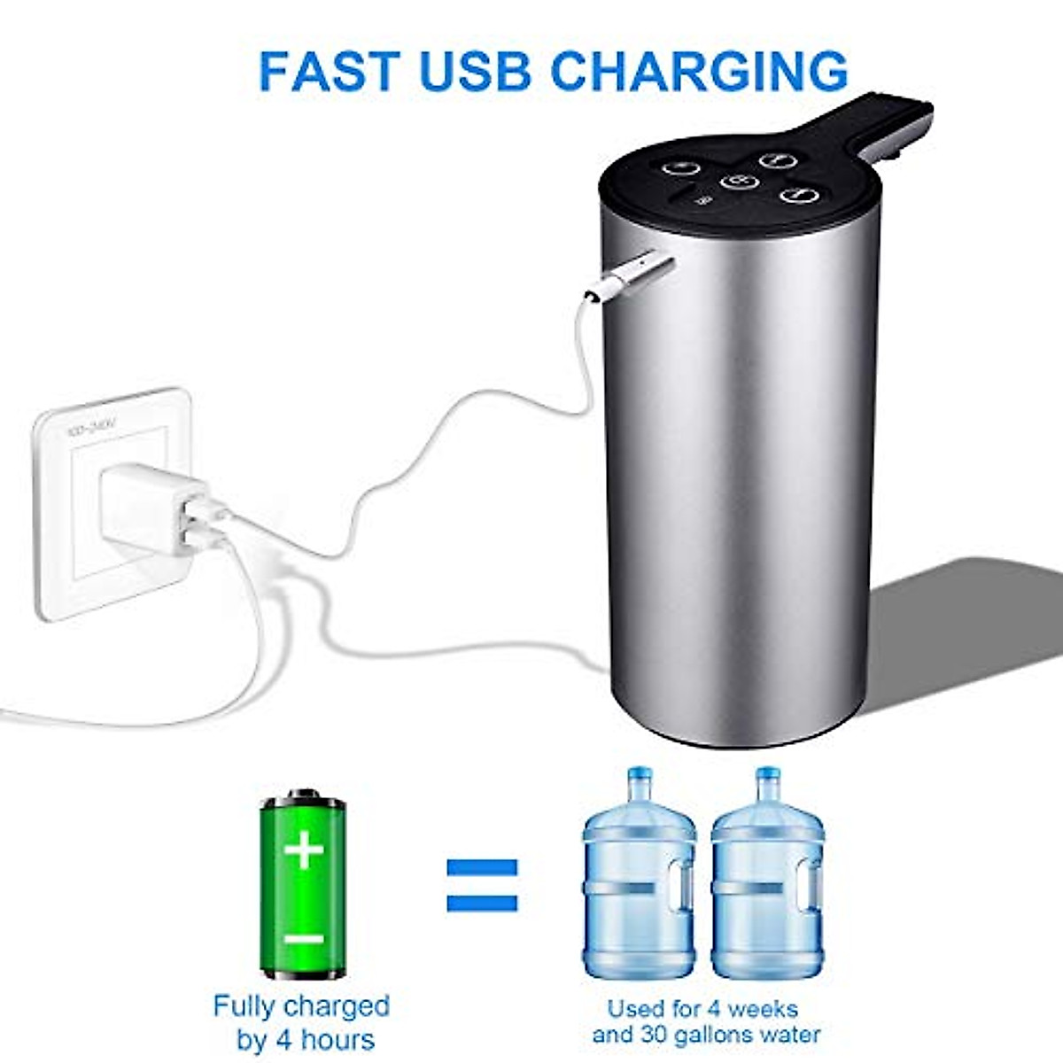 Auto Bottled Water Pump with Volume Control Wireless Water Dispenser Rechargeable Gallon Water Bottle Jug Dispenser Pump
