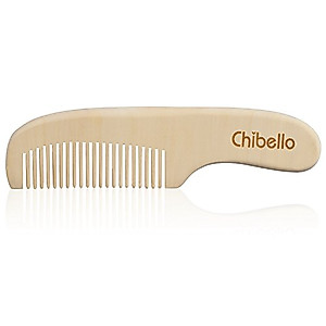 Chibello 4 Piece Wooden Baby Hair Brush and Comb Set Natural Goat Bristles Brush for Cradle Cap Treatment Wood Bristle Brush for Newborns and Toddlers Perfect for Baby Shower and Registry