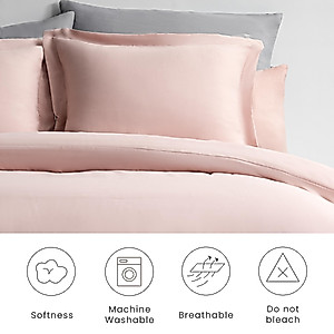 Mohap 1 Duvet Cover with 2 Pillow Shams Full Size for All Seasons - 3 Piece Home Bedding Comforter Cover with Zipper Closure - Ultra Soft Double Brushed Microfiber, 80 X 90 Inches - Pink