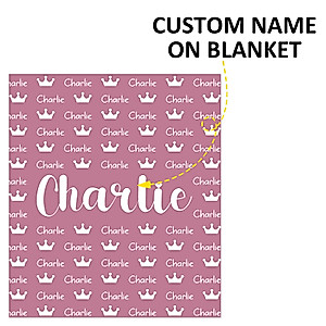 Personalized Baby Blankets with Name Custom Blankets for Girls Boys Soft Throw Name Blanket for Kids Newborn Toddler Personalized Unique Flannel Blanket Gifts, Crown, Pink, 32x48inch