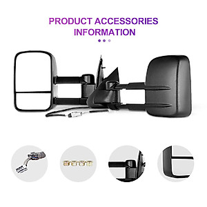INEEDUP Tow Mirrors Towing Mirrors Fit for 1997-2003 for Ford for F150 Standard and Extended Cab with Left Right Side Power Operation Non-Heated Without Turn Signal Light