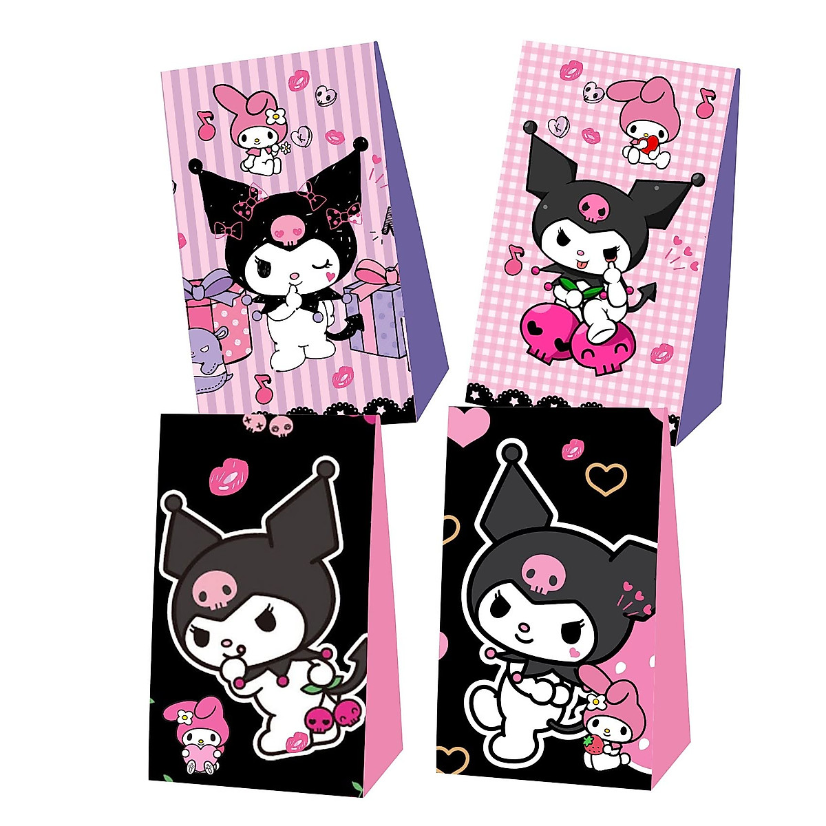 Tuklye 12 Pcs Kuromi Party Favor Gift Bags for Kuromi and My Melody Birthday Party Decorations and Supplies