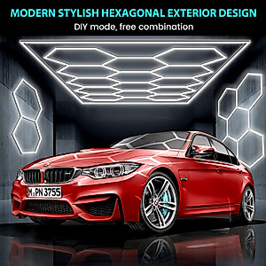 YOSHINE Hexagon LED Garage Lights: 192W 23040LM Super Bright Hexagon LED Shop Lights, CRI 85+, 25 Pack Aluminum Alloy Shell Hex Garage Led Ceiling Lights, Hexagon Led Lights for Garage, Basement, Gym