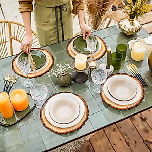 TaoBary 100 Pieces Disposable Wooden Slice Paper Place Mats Round Rustic Brown Wood Slices Charger Place Mat Bulk Table Paper Placemats for Summer Spring Fall Wedding Dinner Baby Shower Birthday Party