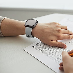 3 Pack Silicone Bands for Fitbit Sense Bands Fitbit Versa 3 Bands Women Men, Classic Soft Sport Bands Replacement Wristbands for Fitbit Sense/Versa 3 Smart Watch (Black/Navy Blue/Gray, Large)