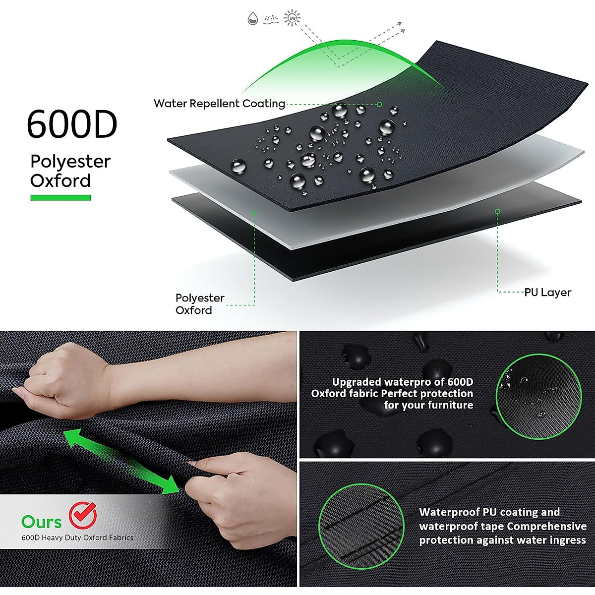 Patio Furniture Covers, Patio Table Cover, Heavy Duty 604D Outdoor Furniture Covers Waterproof, Windproof, Anti-UV for Outdoor Patio Furniture