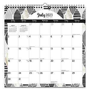 Ebony and Ivory | 2024 12 x 12 Inch 18 Months Monthly Square Wire-O Calendar | Sticker Sheet | July 2023 - December 2024 | Plato | Stationery Planning