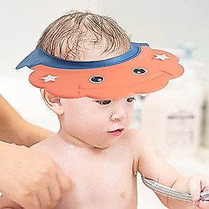 Denpetec Baby Shower Cap,Adjustable Bath Silicone Shower Cap for Kids,Large Hair Washing Hat for Toddlers