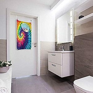 Swirl Rainbow Tie Dye Door Hanging Laundry Hamper Bag Space Saving Wall Large Laundry Basket Storage Dirty Clothes Bags with Bottom Zippers Hooks for Bathroom Bedroom 1 Pcs