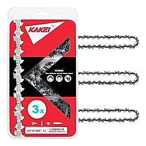 KAKEI 14 Inch Chainsaw Chain Fits Husqvarna 120, Echo CS-310, Ryobi RY3714-3/8" LP Pitch, 050" Gauge, 52 Drive Links, S52 (3 Chains)