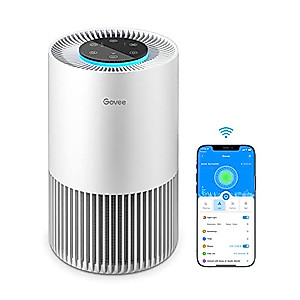 Govee Air Purifiers for Bedroom, HEPA Small Filter Air Purifier with Smart WiFi Alexa Control for Pet Hair, Odors, Pollen, Smoke, Quiet Portable Air Cleaner with 3 Speeds, Timer, Aromatherapy for Home