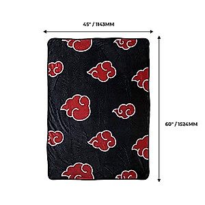 JUST FUNKY Naruto Shippuden Fleece Throw Blanket | 45 x 60 Inches | Featuring TheIconic Akatsuki Cloud Symbol | Bed Couch Blanket | Room Décor | Anime Blanket | Officially Licensed
