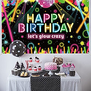 Neon Birthday Party Decorations Supplies Let Glow Party Banner Backdrop Decorations Neon Glow Themed Birthday Party Photo Booth Props Sign Supplies Indoor and Outdoor