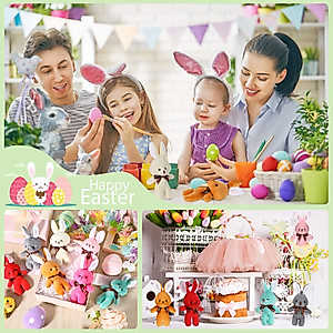 Skylety 21 Pieces Easter Bunny Stuffed Animal Bulk 6.3 Inch Mini Easter Bunny Plush 7 Colors Soft Tiny Plush Toys Small Rabbit Doll Keychain Cute Easter Birthday Party Decorations(Cute Style)
