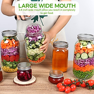 Mcupper 3 Pack Wide Mouth Mason Jars 64 oz, Half Gallon Mason Jars, Large Canning Jars with Lids and Bands for Canning & Storing, Labels & Brusher Included