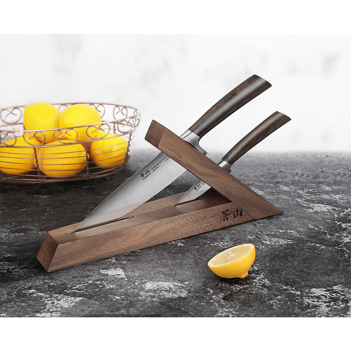 Cangshan TA Series 1021356 Swedish 14C28N Steel Forged 3-Piece TAI Knife Block Set, Walnut