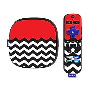 MightySkins Skin Compatible with Roku Ultra HDR 4K Streaming Media Player (2020) - Red Chevron | Protective, Durable, and Unique Vinyl Decal wrap Cover | Easy to Apply | Made in The USA