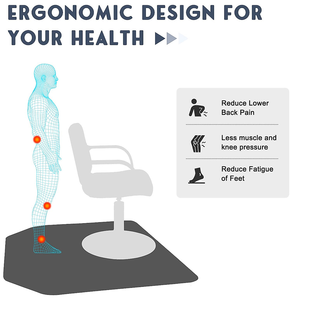 OmySalon 4'x5' - 1/2'' Thick Salon Anti Fatigue Mat for Hairstylist Standing, Barber Floor Matt with Circle Cut Out for Styling Chair, Hair Cutting Hairdressing Equipment