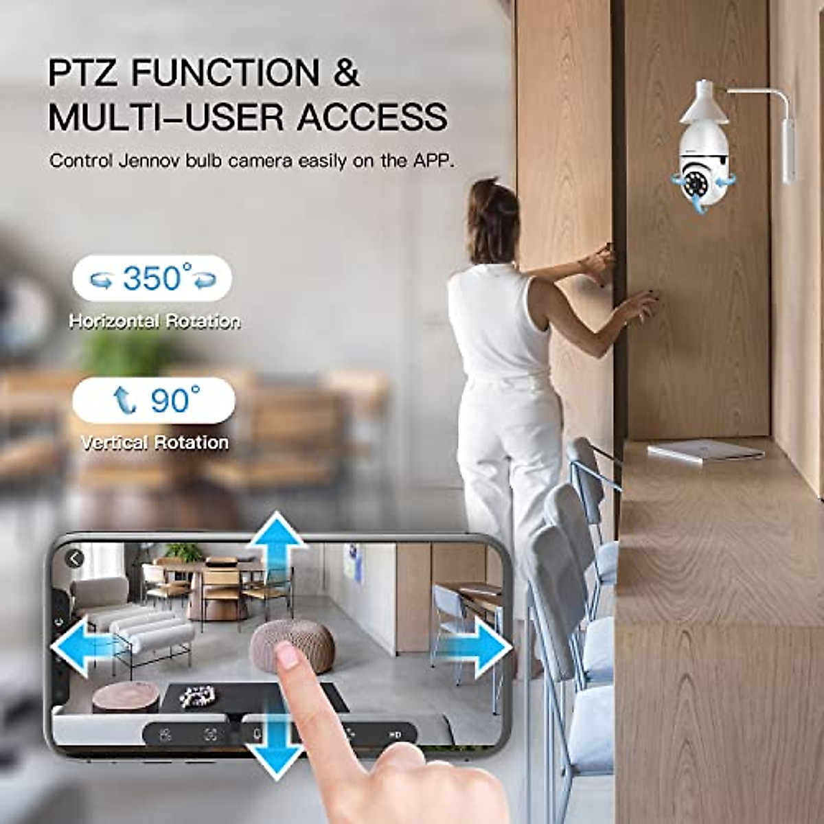 Anakk 360 Light Bulb Security Camera, 2K 3MP Wireless 2.4GHz WiFi Home Surveillance Cameras, Two-Way Audio, Baby and Pet Monitor Indoor/Outdoor, Light Socket Security Camera, Compatible with Alexa