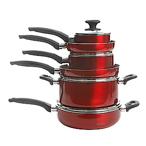 Oster Cookware Set, 10-Piece, Metallic Red