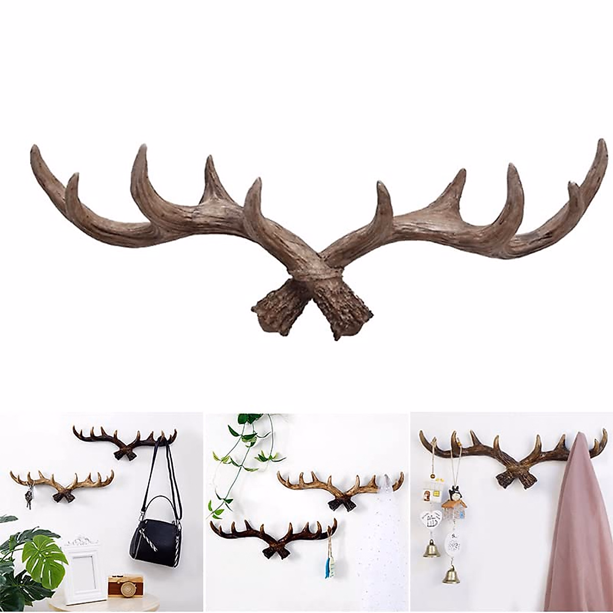 Wall Mount Hook,Coat Rack Wall Mounted,Retro Antlers Hook Decoration Wall Mount Hook Heavy Duty Hanger Towel Rack Light Color