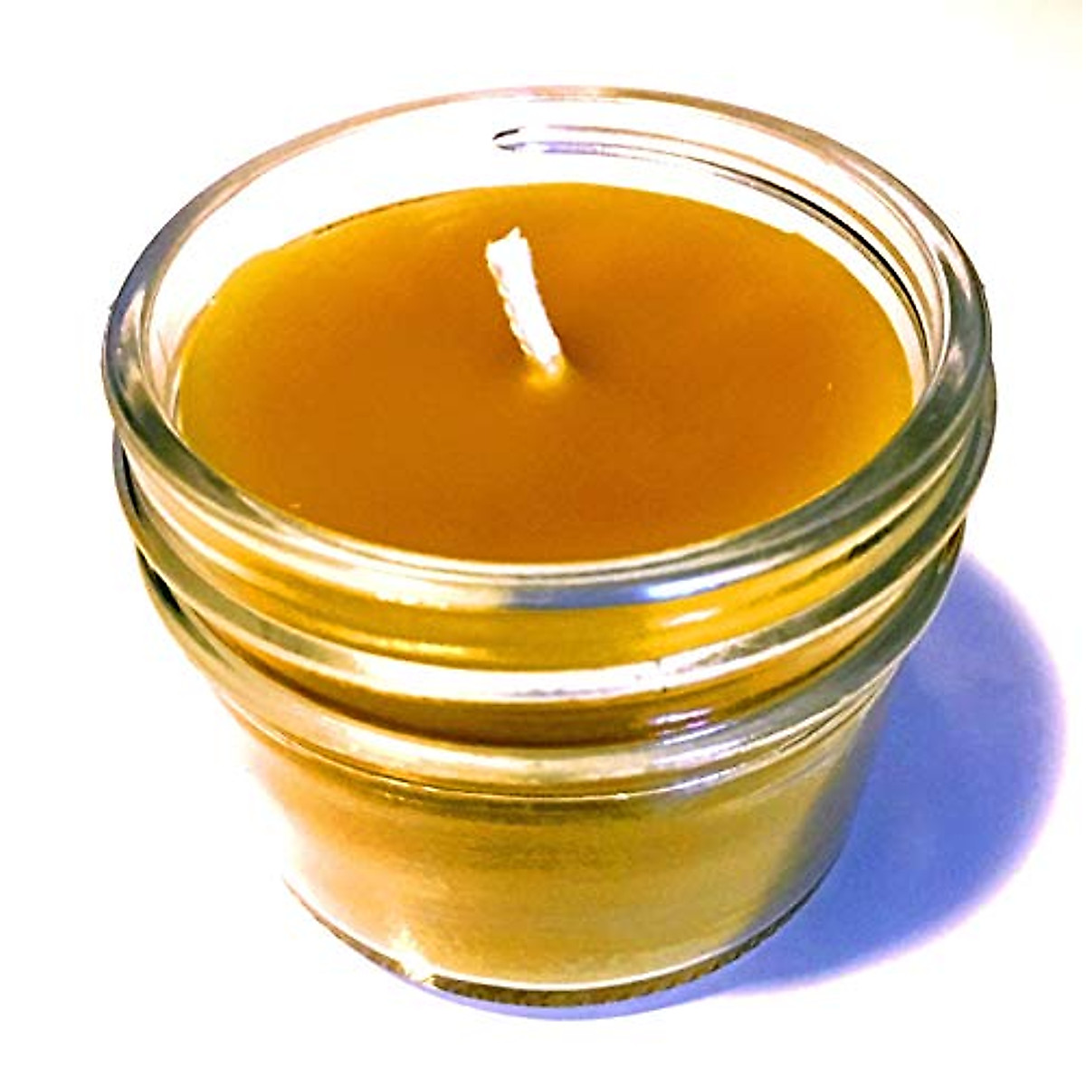 BeeTheLight Beeswax Jar Candle - 4oz - 100% Pure USA Bees Wax in Glass Container - Unscented - 20 Hours - All Natural Light Honey Scent