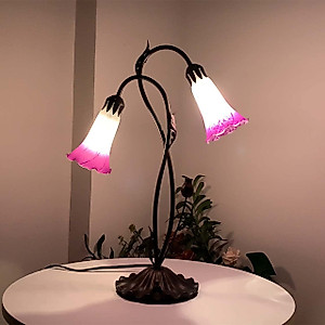 Bieye LS03 Lily Flower Blown Glass Lampshade (White Purple, Opening I.D. 1.26" x O.D. 1.5")