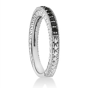 1/6ct Black Diamond Wedding Anniversary Vintage Ring - Size 5