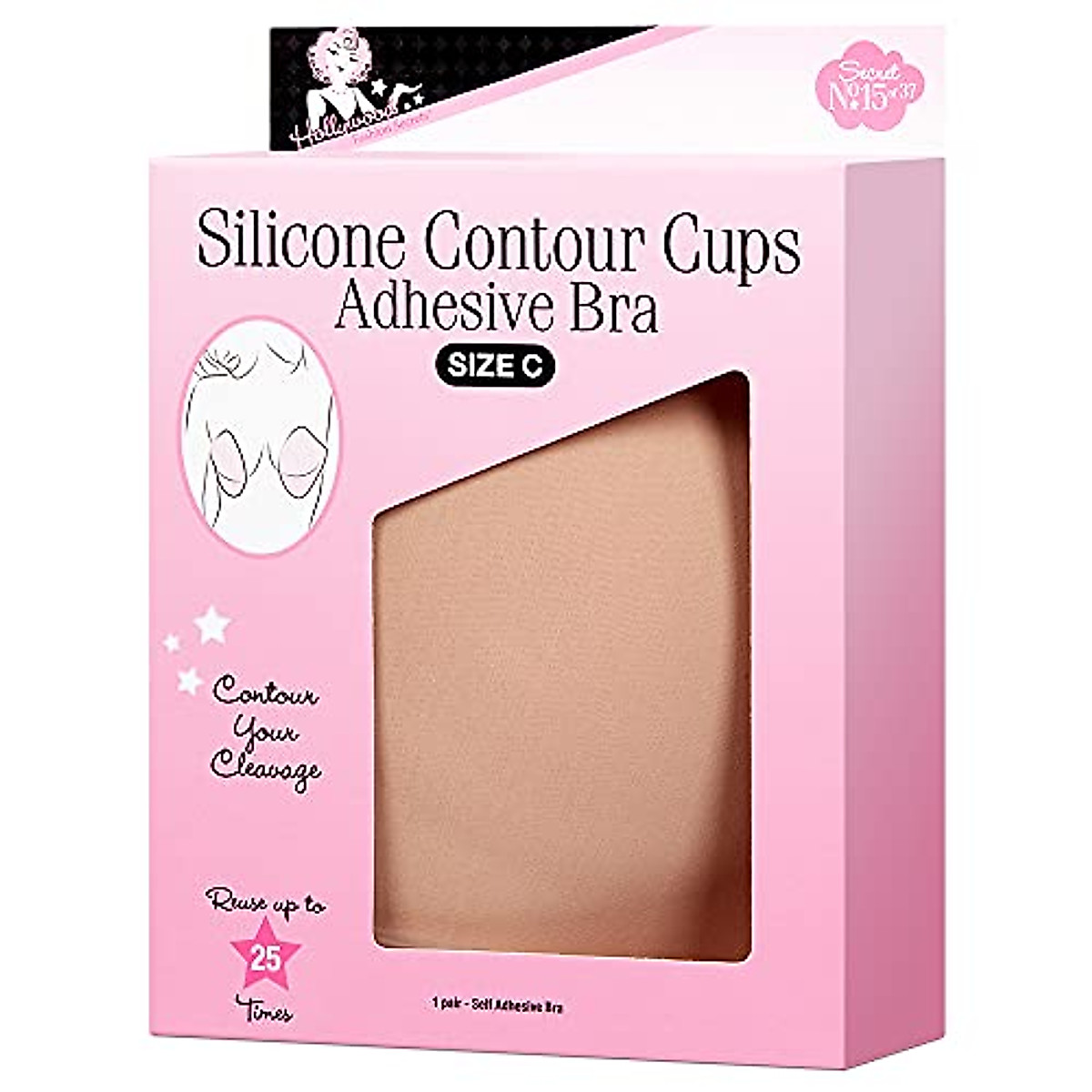 Hollywood Fashion Secrets Silicone Breast Contour Cups, Self-Adhesive, Reusable, Hypoallergenic - Size C