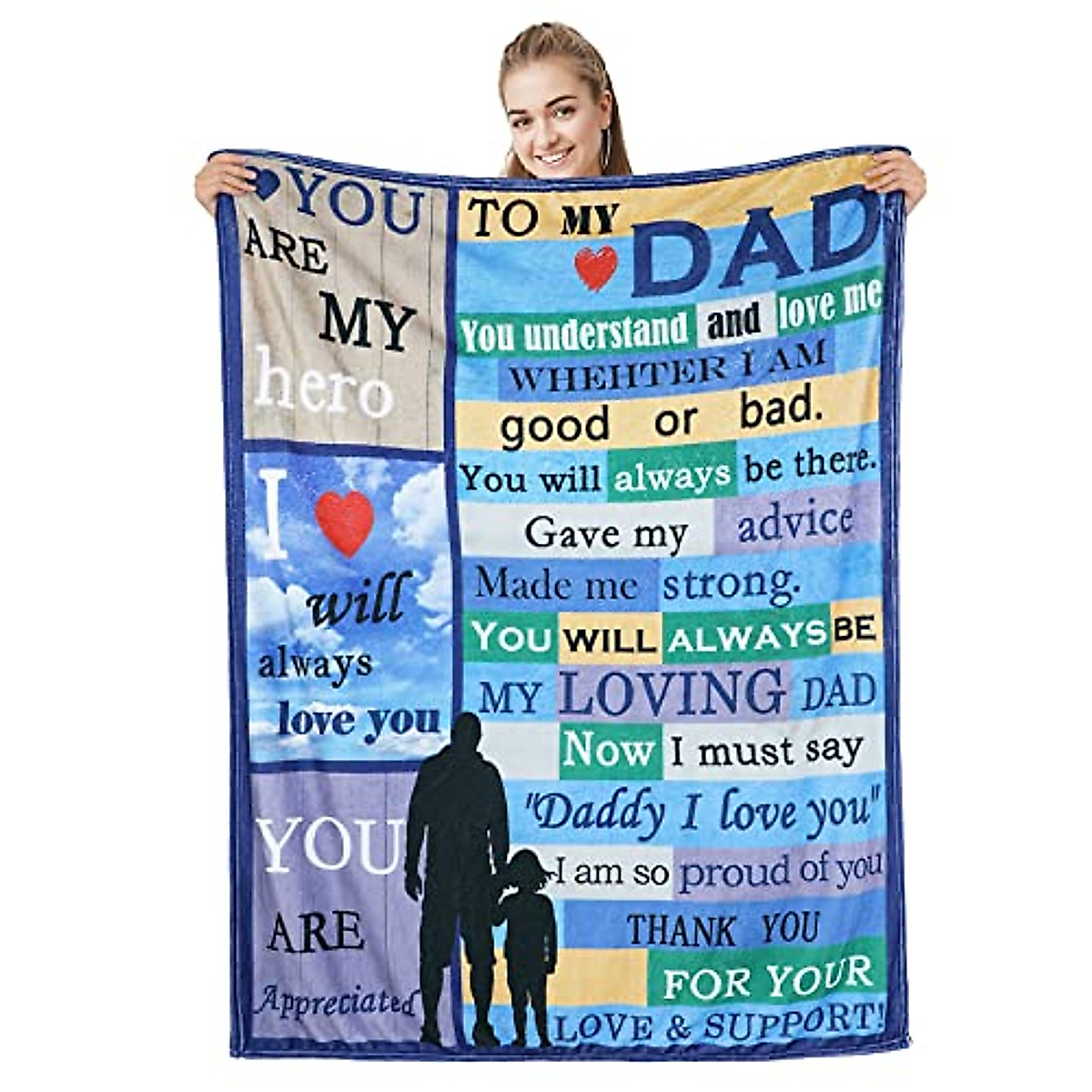 Century Star Dad Blankets Gifts for Dad Ever Dad Gifts for Birthday Gifts for Dad from Daughter Son Fathers Day Presents for Dad Words 60" x 80"