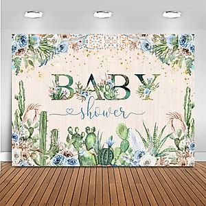 Mocsicka Boho Fiesta Baby Shower Backdrop for Boy Cactus Baby Shower Party Decorations MexicanTaco Bout Baby Background Cake Table Banner(7x5ft (82x60 inch))