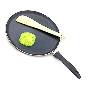 Aluminium Non Stick Dosa Pan Induction base Dosa Tawa Chapati Pan With Handle And Free One Scrubber And One Wooden Spatula (3mm)