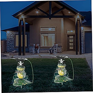 LABRIMP Creative Light Garden D Welcome Walkway Outdoor Art Pathway Frog Solar Patio Lawn Statue Musician Home Stake Powered Sign for Dark Figurine Ornament Green Sculpture Frogs Lights