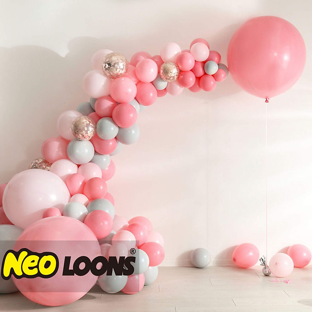 36 inch Light Pink Giant Balloons - Neo LOONS 4 Pcs Light Pink Big Balloons Jumbo Round Balloons for Wedding, Baby Shower, Christmas,Birthday Party and Event Decoration