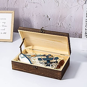 Dedoot Unfinished Wooden Box with Hinged Lid 9.7x5.5x2.7 Inch Rectangle Keepsake Box Clasp Wood Box, Storage Box for DIY Crafts, Home Deocration, Jewelry,Brown
