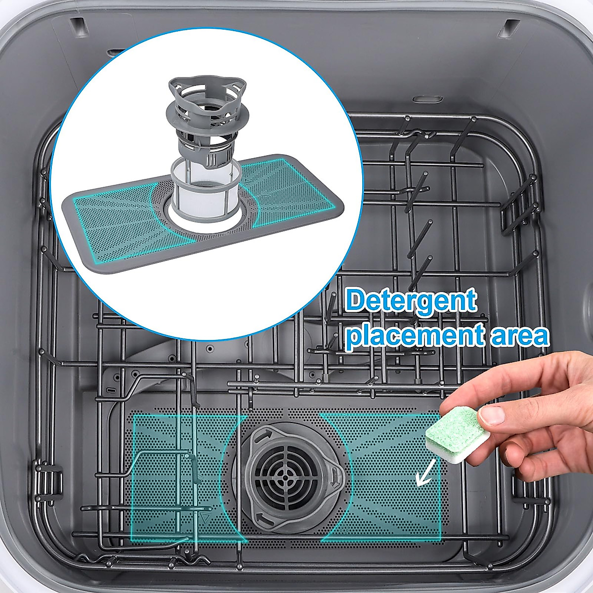 Countertop Dishwasher, IAGREEA Compact Portable Dishwasher With 7 Washing Programs, Auto Water Injection, Anti-Leakage, Fruit & Vegetable Soaking, For 4 Sets of Tableware